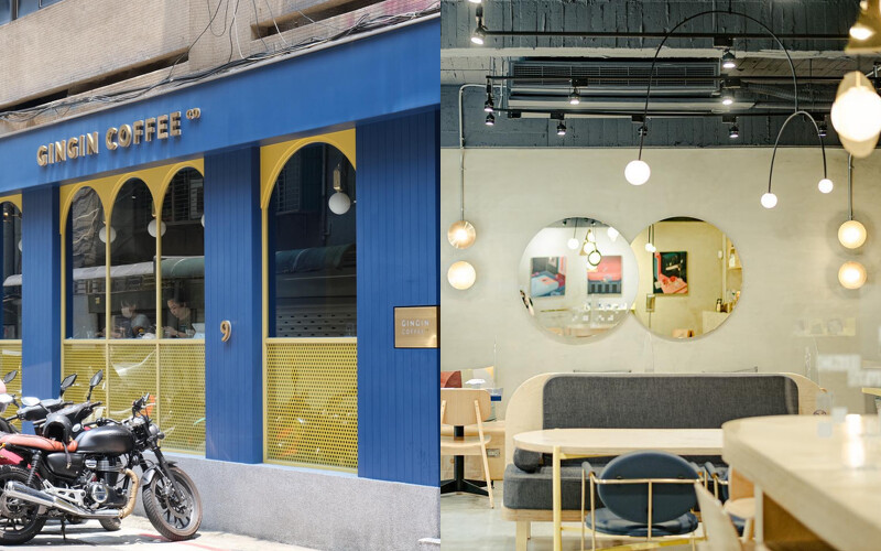 台北質感咖啡廳 GinGin Coffee 信義店，以活潑高彩的孟菲斯設計語彙打造空間